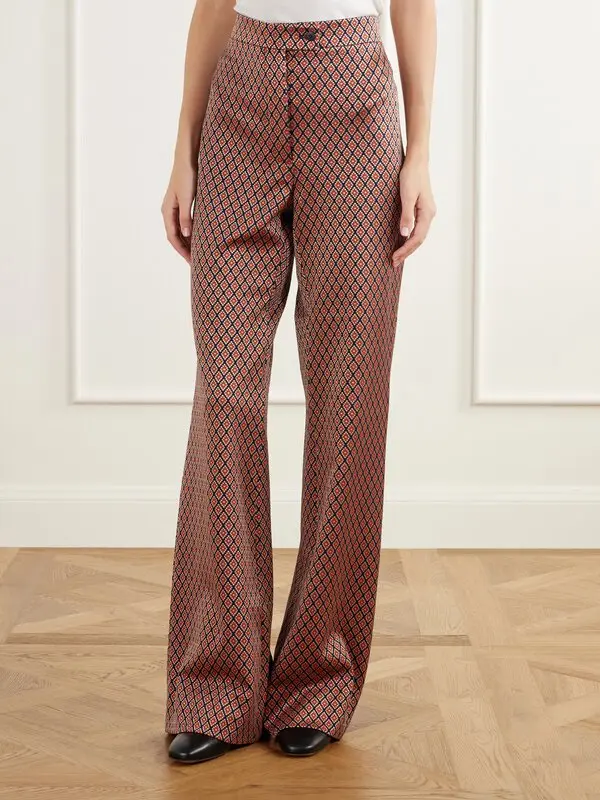 Giuliva Heritage The Laura Slim-fit Diamond-jacquard Stretch-jersey Flared Pants