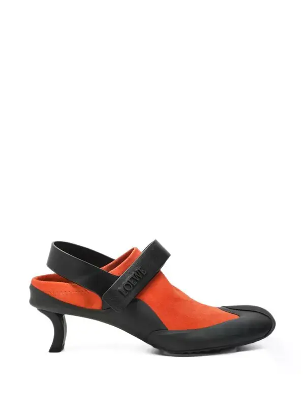 Loewe Dive Slingback In Stretch Suede - Orange