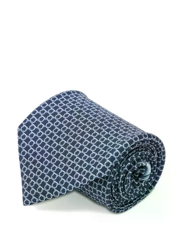 FERRAGAMO Gancini Jacquard Tie - Blue