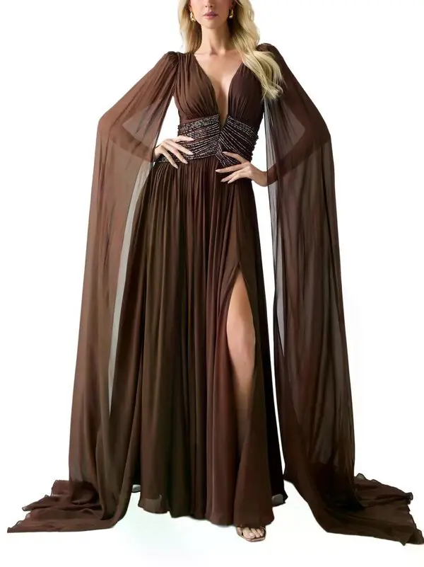 Guess Marciano Pleated Maxi Dress - Brown