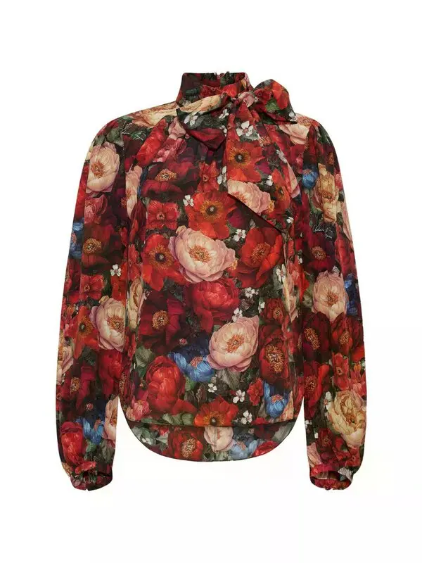 Adam Lippes Joan Floral-print Silk Blouse - Red