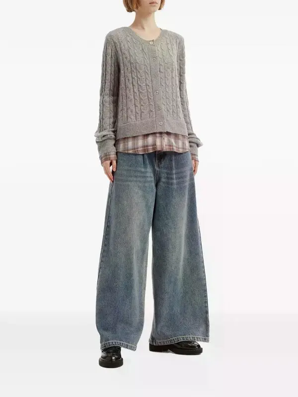 B+AB Cable-knit Layered Cardigan - Grey