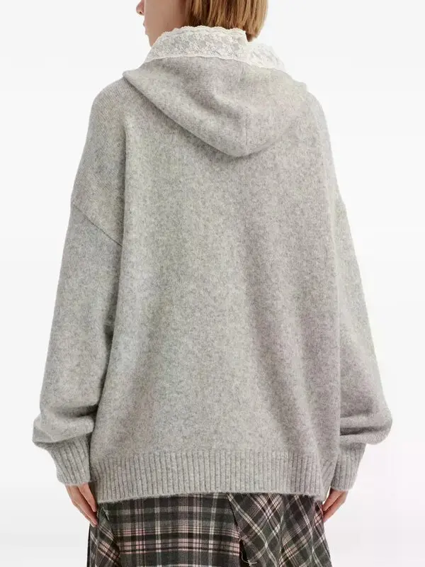 B+AB Lace-trim Zip-up Hoodie