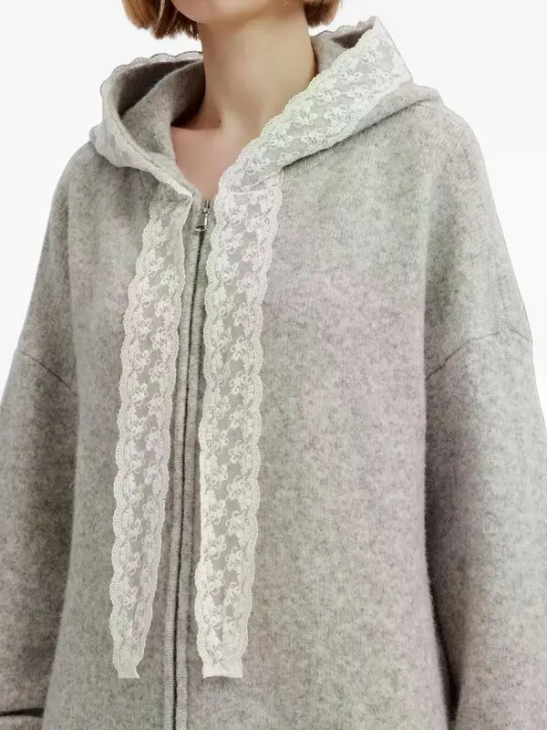 B+AB Lace-trim Zip-up Hoodie