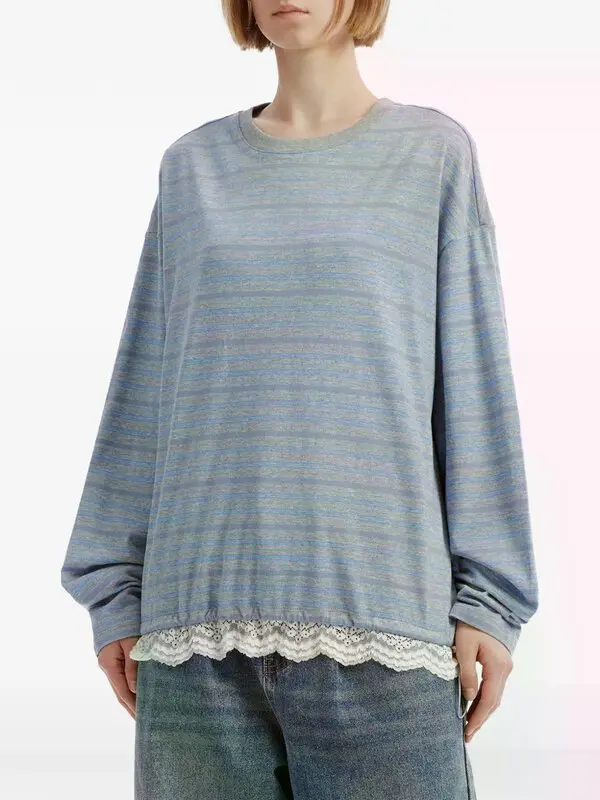 B+AB Lace-trim Striped T-shirt