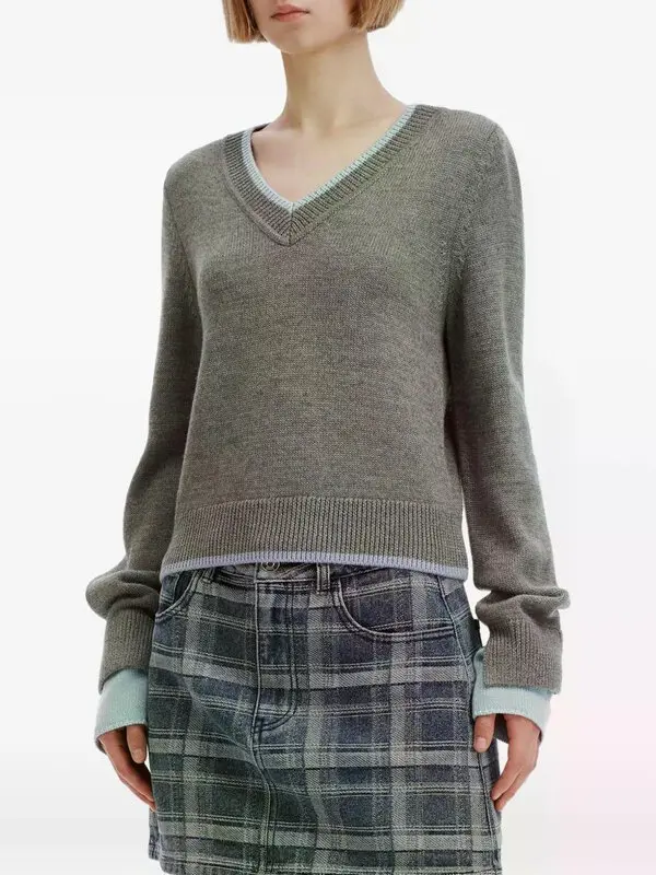 B+AB V-neck Contrast-trim Sweater