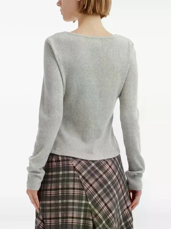 B+AB Ribbed-knit Bow-detail T-shirt