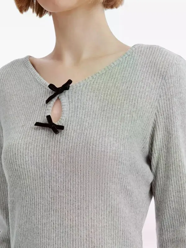 B+AB Ribbed-knit Bow-detail T-shirt