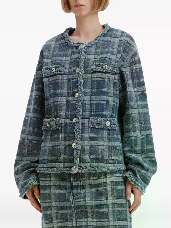 B+AB Check-pattern Frayed Jacket