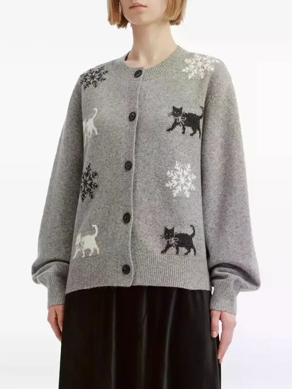 B+AB Snowflake Cat-intarsia Cardigan