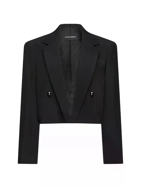 Karl Lagerfeld Cropped Double-breasted Blazer - Black