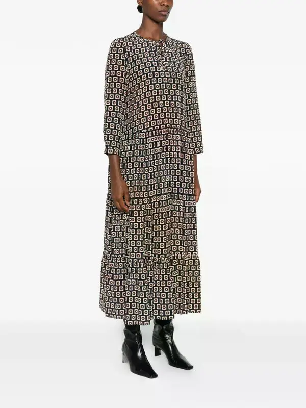 Max Mara Geometric-print Tiered Dress
