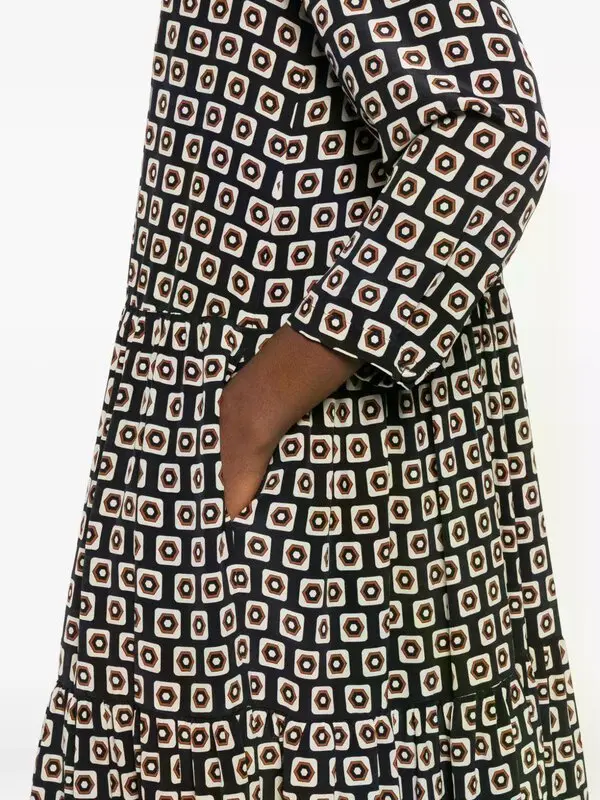 Max Mara Geometric-print Tiered Dress