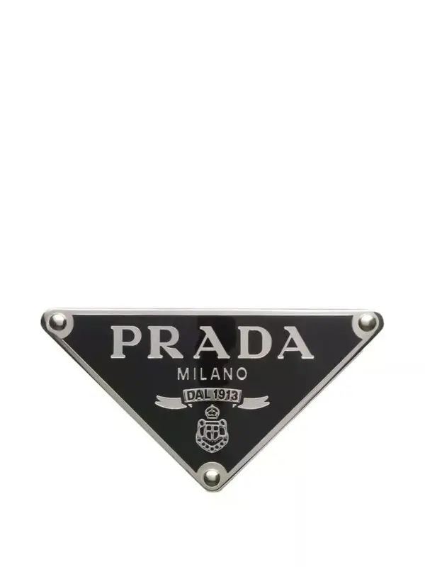 Prada Enameled-metal Belt Buckle Custom Belts - Black