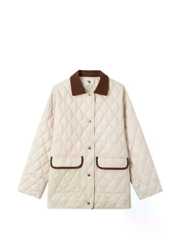 B+AB Quilted Corduroy-collar Jacket - Neutrals