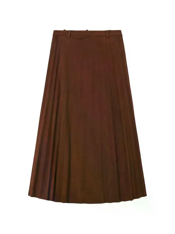 B+AB Faux-suede Pleated Midi Skirt