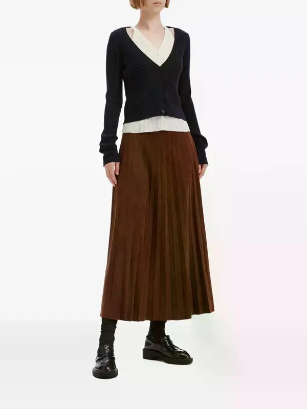 B+AB Faux-suede Pleated Midi Skirt