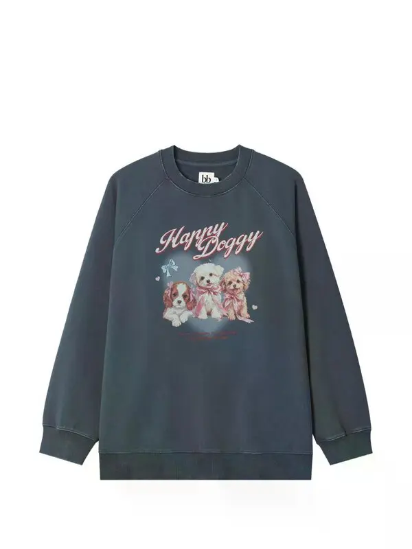 B+AB Dog-print Raglan-sleeve Sweatshirt - Grey