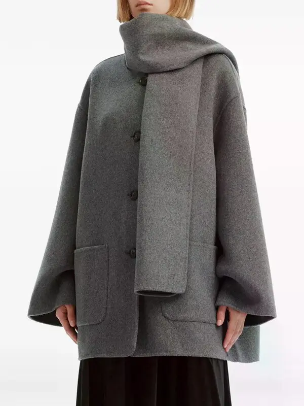 B+AB Scarf-detail Button-up Coat - Grey