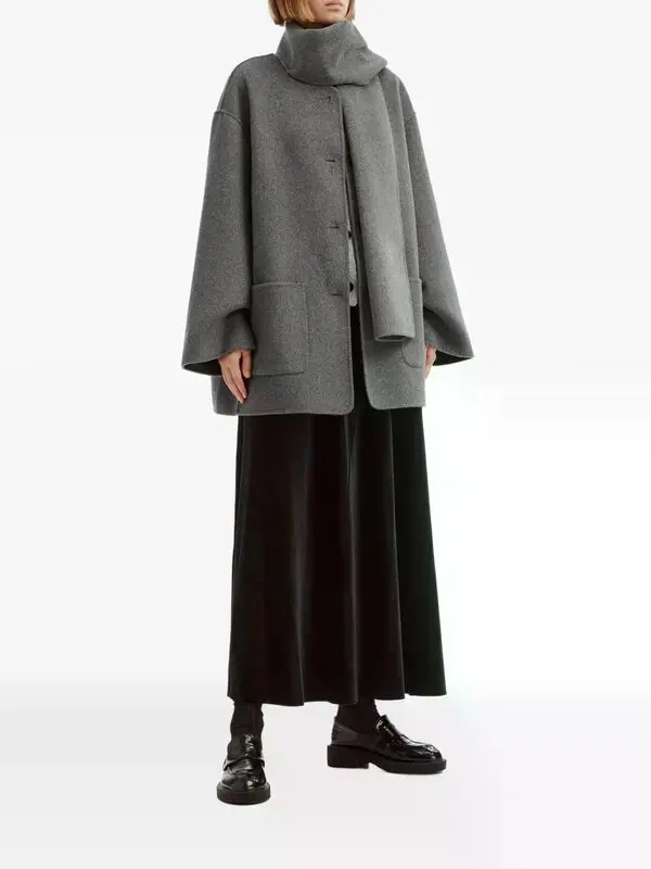 B+AB Scarf-detail Button-up Coat - Grey