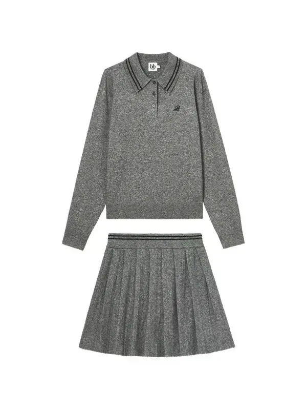 B+AB Marl-effect Pleated Mini Skirt Set