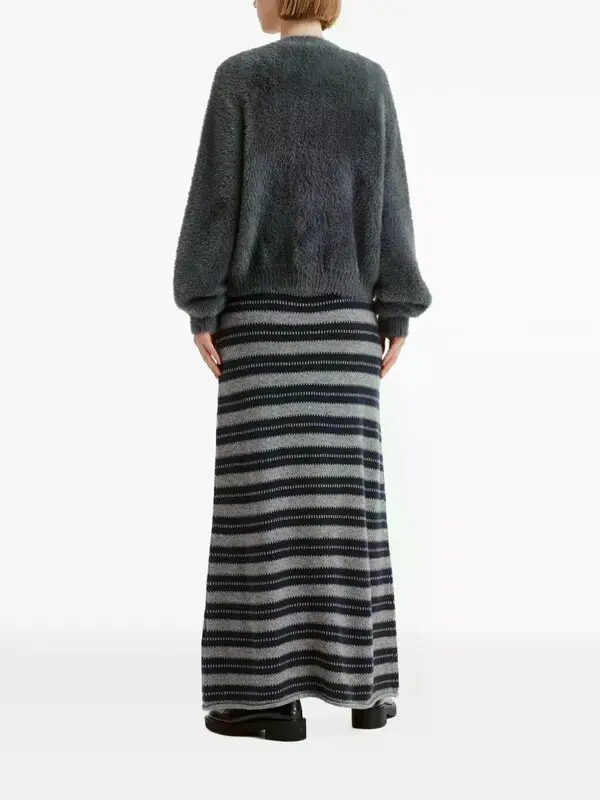 B+AB Horizontal-stripe A-line Maxi Skirt Set