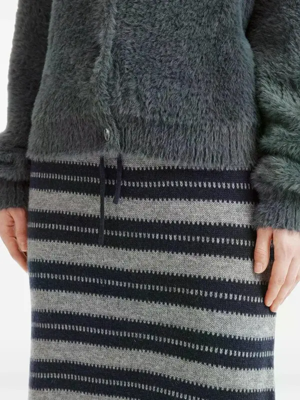 B+AB Horizontal-stripe A-line Maxi Skirt Set