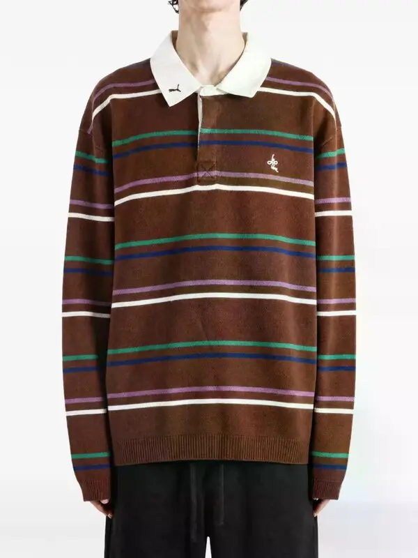 PUMA Striped Long-sleeve Polo Shirt