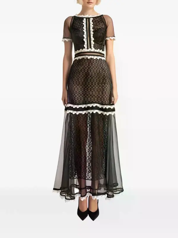 GEMY MAALOUF Lace-trim Maxi Dress - Black