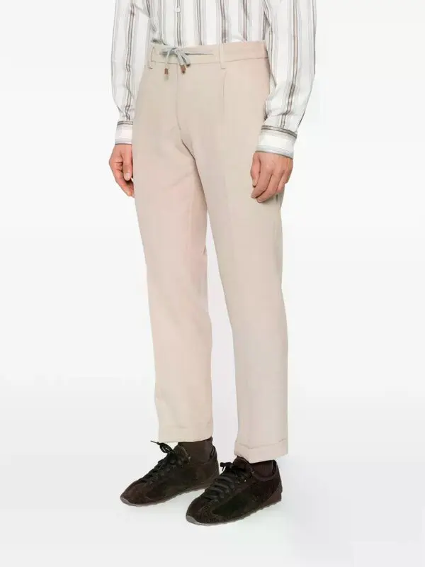 BARBA NAPOLI Roma Drawstring-waist Pleated Trousers - Neutrals