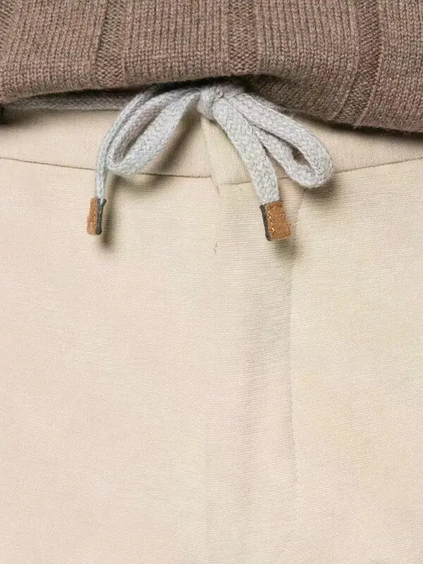 BARBA NAPOLI Roma Drawstring-waist Pleated Trousers - Neutrals