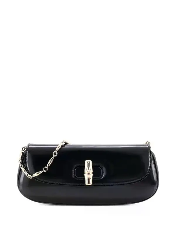 Gucci Bamboo Night Chain Leather Clutch Bag - Black