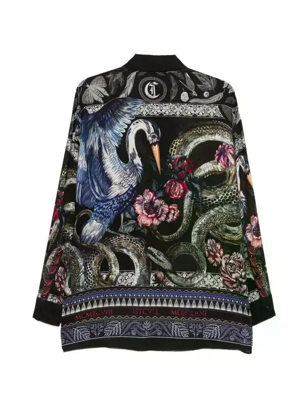 Just Cavalli Animal-print Long-sleeve Shirt - Black