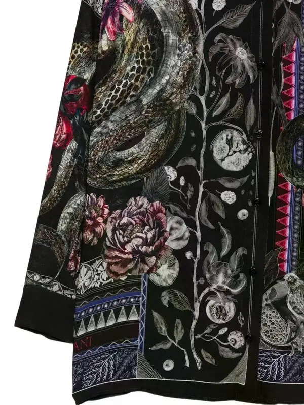 Just Cavalli Animal-print Long-sleeve Shirt - Black