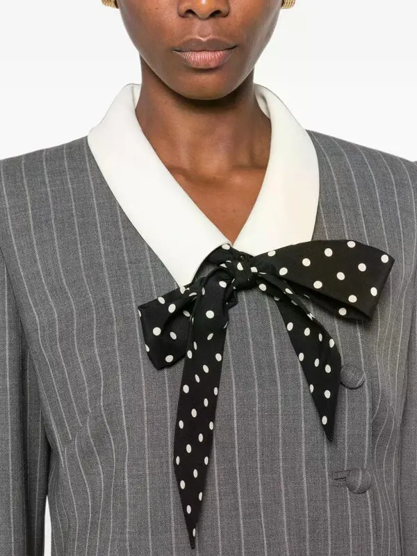 Valentino Garavani Pinstripe-pattern Polka-dot Bow Mini Dress