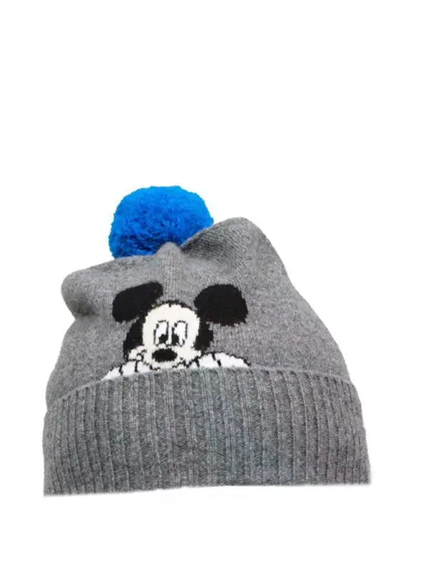 Chinti & Parker Mickey Mouse Intarsia-knit Pompom Beanie Hat