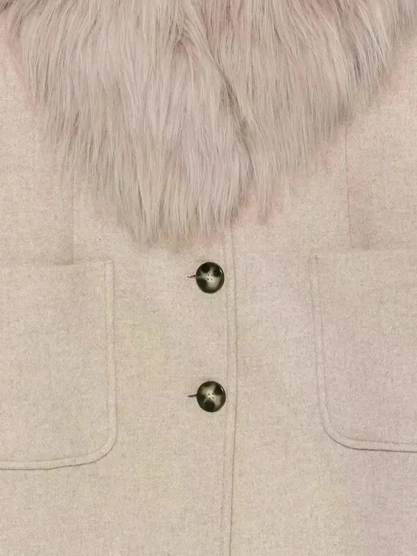 Blumarine Fur-collar Button-up Coat