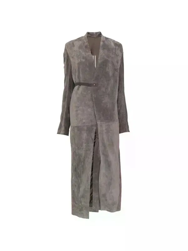 Rick Owens Suede Wrap-style Coat - Grey