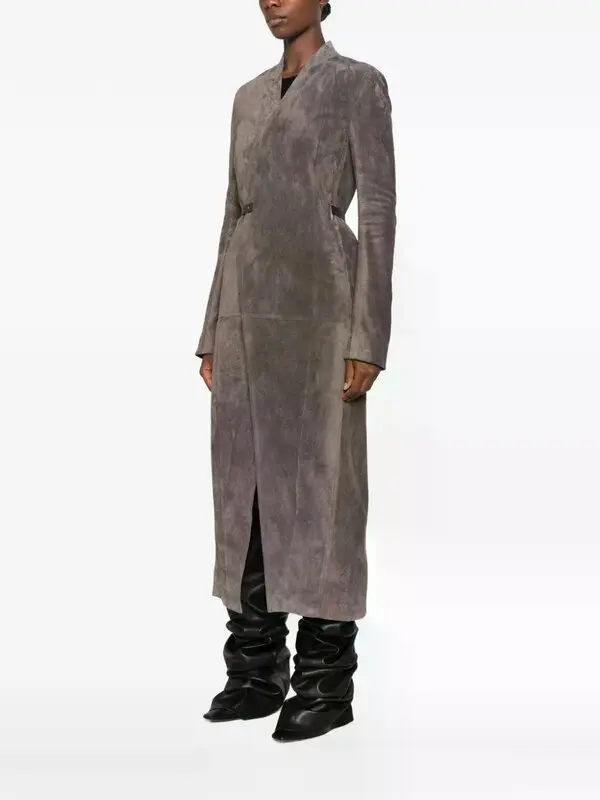 Rick Owens Suede Wrap-style Coat - Grey