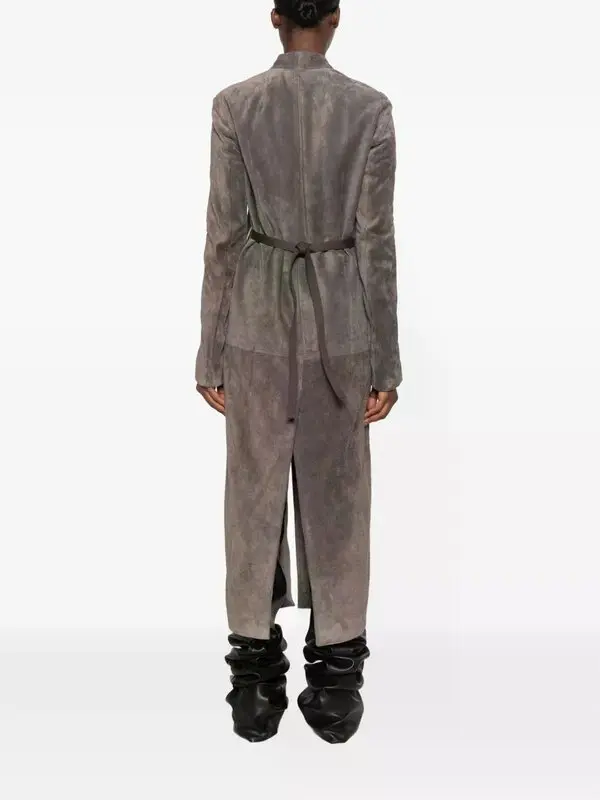 Rick Owens Suede Wrap-style Coat - Grey