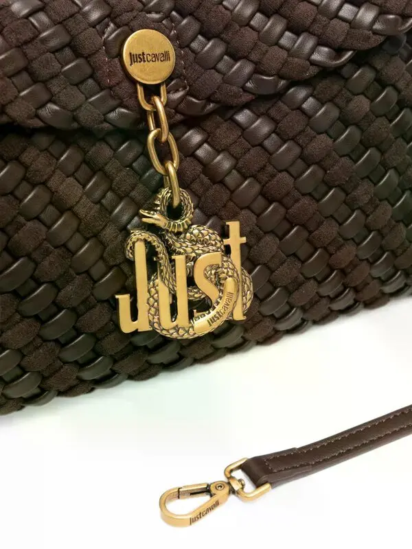 Just Cavalli Woven Logo-charm Shoulder Bag - Brown