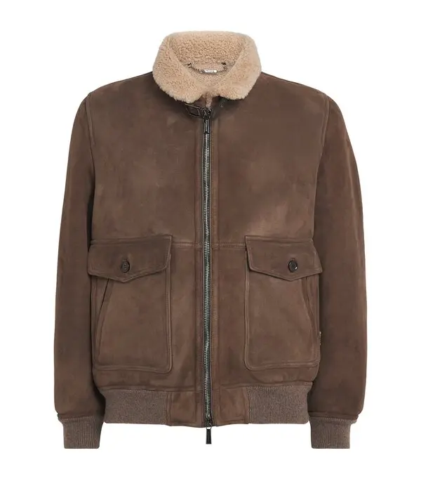 MOORER Shearling Fiano Bomber Jacket