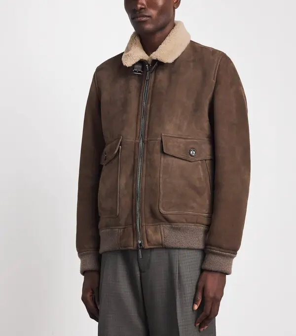 MOORER Shearling Fiano Bomber Jacket