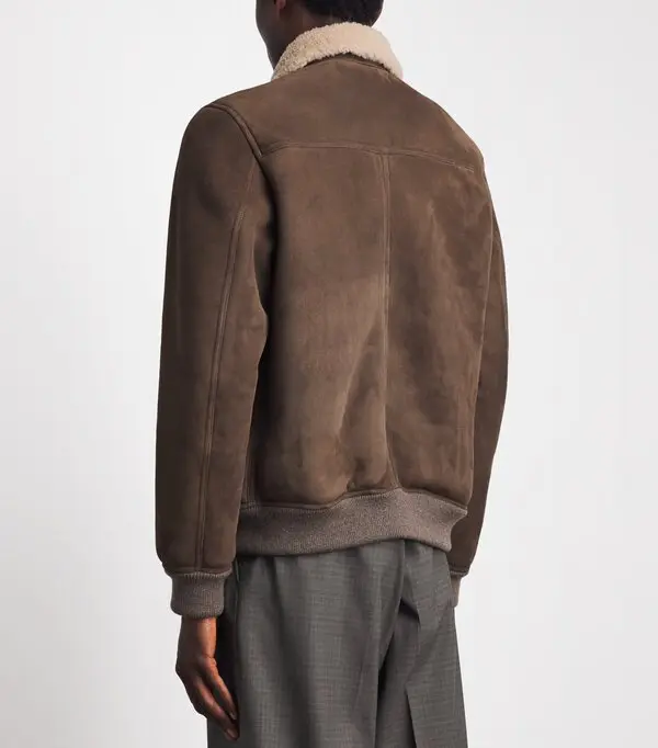 MOORER Shearling Fiano Bomber Jacket