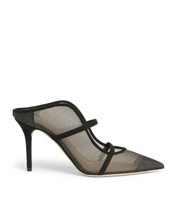 MALONE SOULIERS Embellished Mesh Maureen Arc Heeled Mules 85 - Black