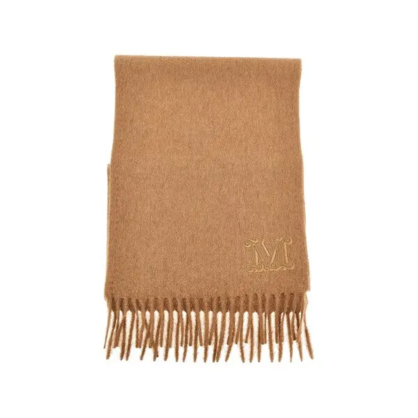 Max Mara Monogram Embroidery Cashmere Scarf - Brown