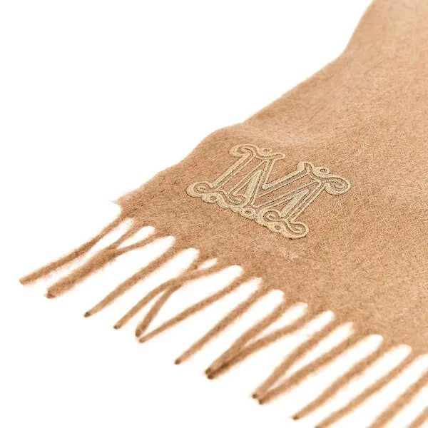 Max Mara Monogram Embroidery Cashmere Scarf - Brown