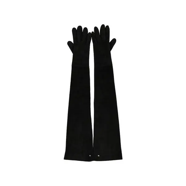 Max Mara Suede Leather Long Gloves - Black