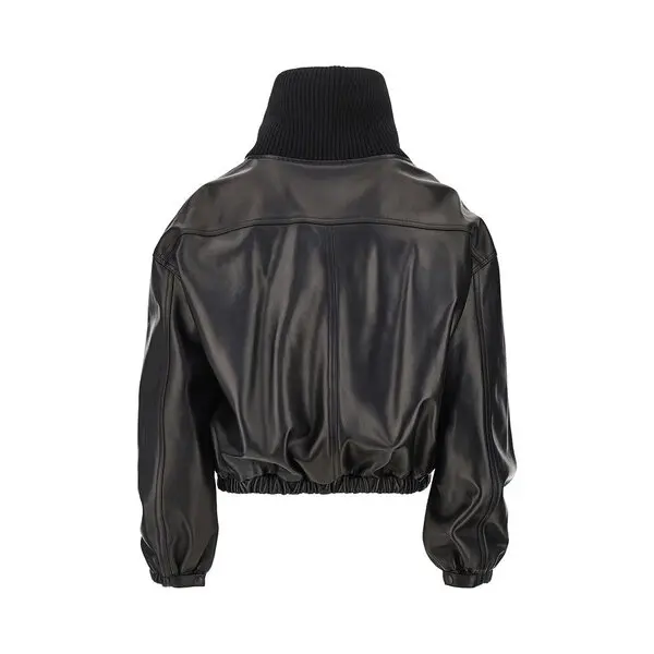 Phoebe Philo Nappa Leather Jacket With Rib Knit Collar