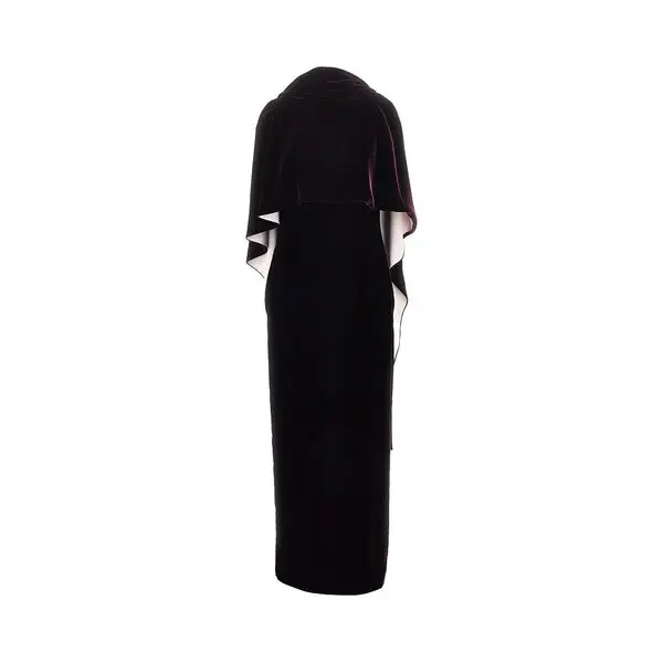Alberta Ferretti Long Velvet Dress With Cape Detail